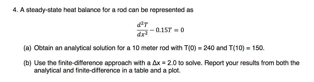 Solved 4. A steady-state heat balance for a rod can be | Chegg.com