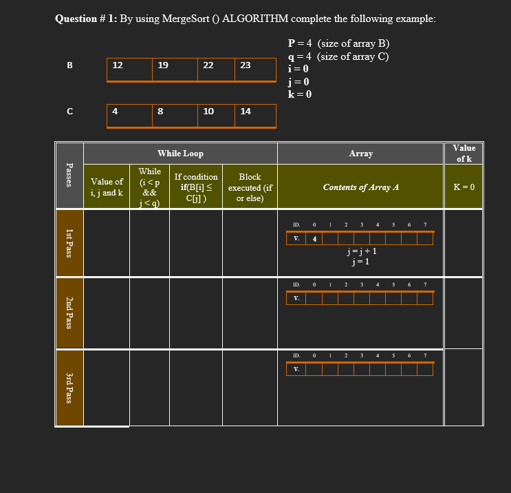 Solved Question 1 By Using Mergesort O Algorithm Complete 2700