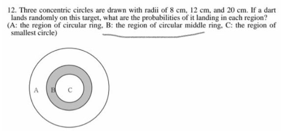 Solved 12. Three concentric circles are drawn with radii of | Chegg.com
