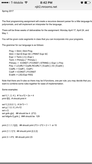The Final Programming Assignment Will Create A 1955