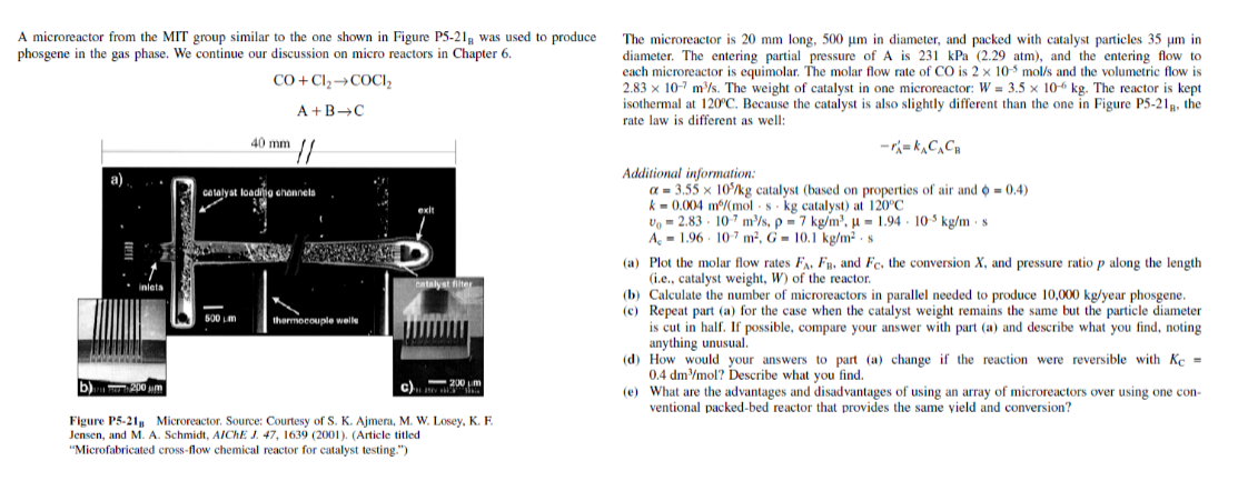 Solved each microreactor is equimolar. The molar flow rate | Chegg.com