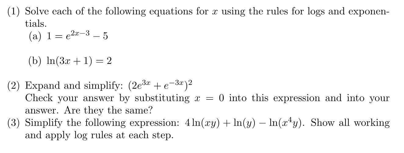 Solved (1) Solve each of the following equations for \\( x | Chegg.com