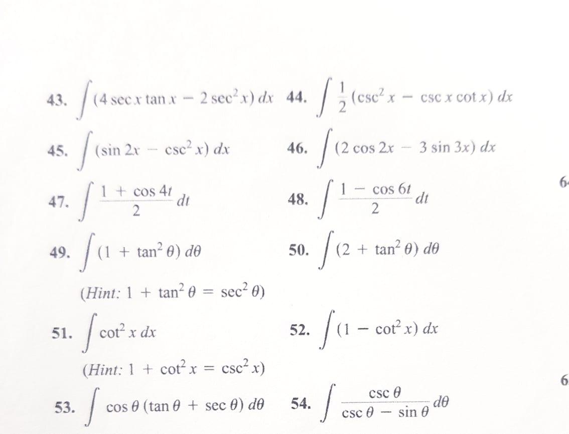 Solved Finding Indefinite Integrals In Exercises 17-54, find | Chegg.com