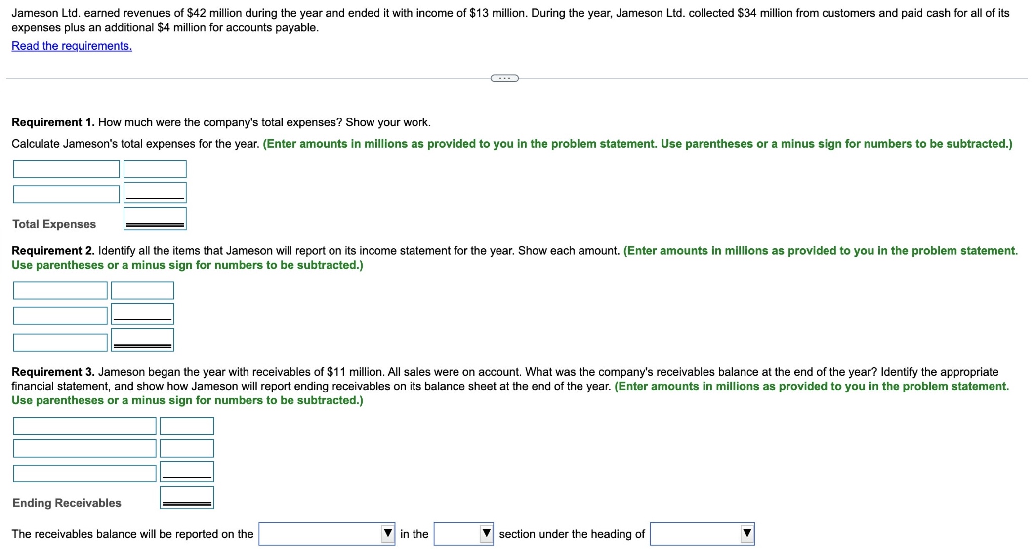 Solved Requirement 4. Jameson began the year owing accounts | Chegg.com