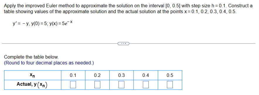 Solved Apply the improved Euler method to approximate the | Chegg.com