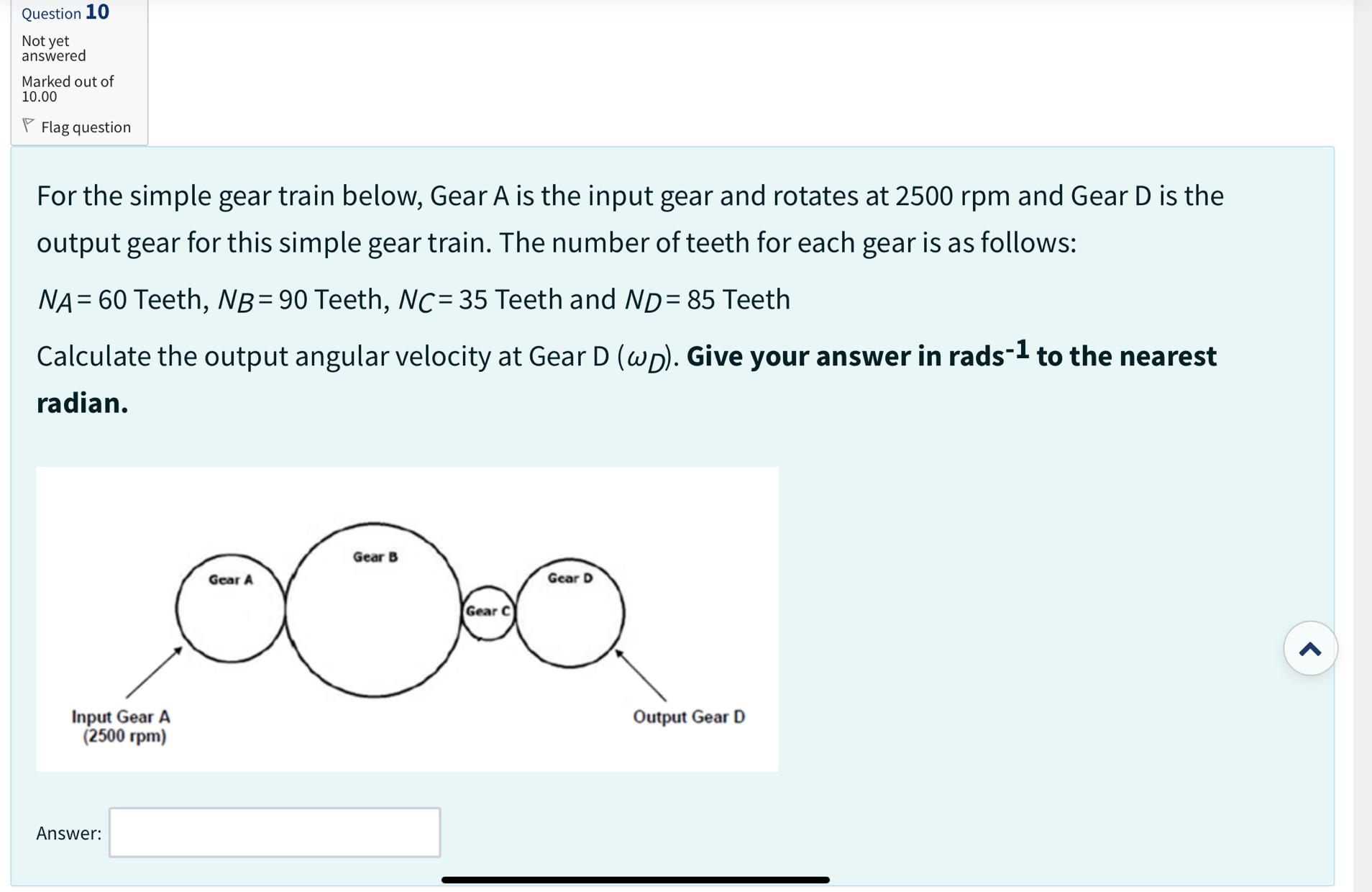 Solved For the simple gear train below, Gear A is the input | Chegg.com