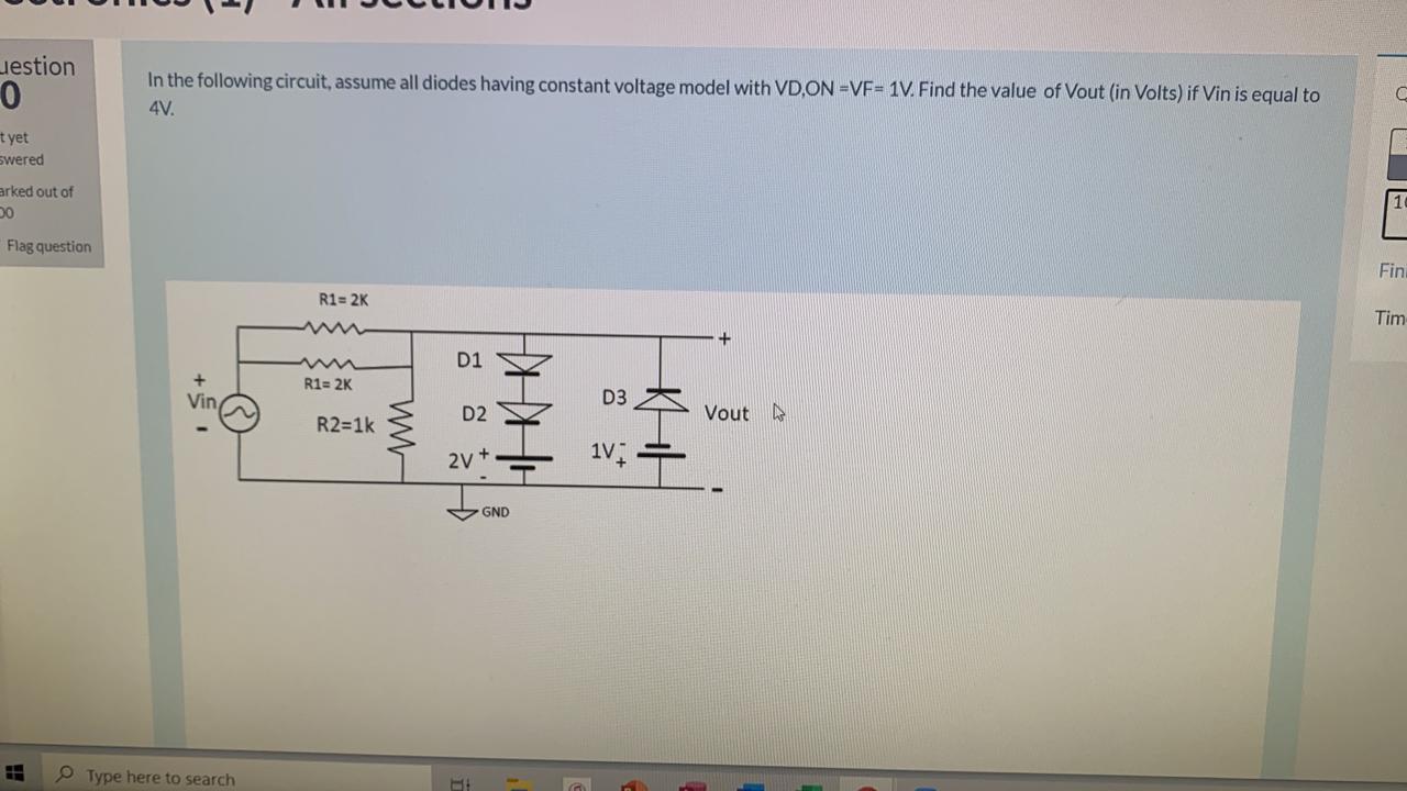 Solved estion 0 In the following circuit, assume all diodes | Chegg.com