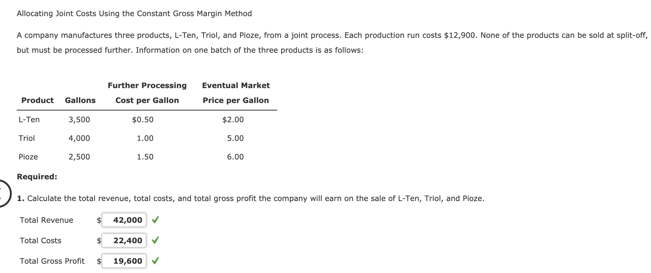 Solved Allocating Joint Costs Using the Constant Gross | Chegg.com
