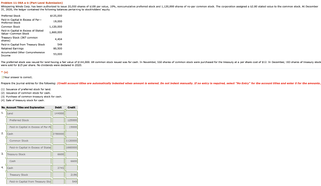 Solved Problem 11-06A a-b (Part Level Submission) whispering | Chegg.com