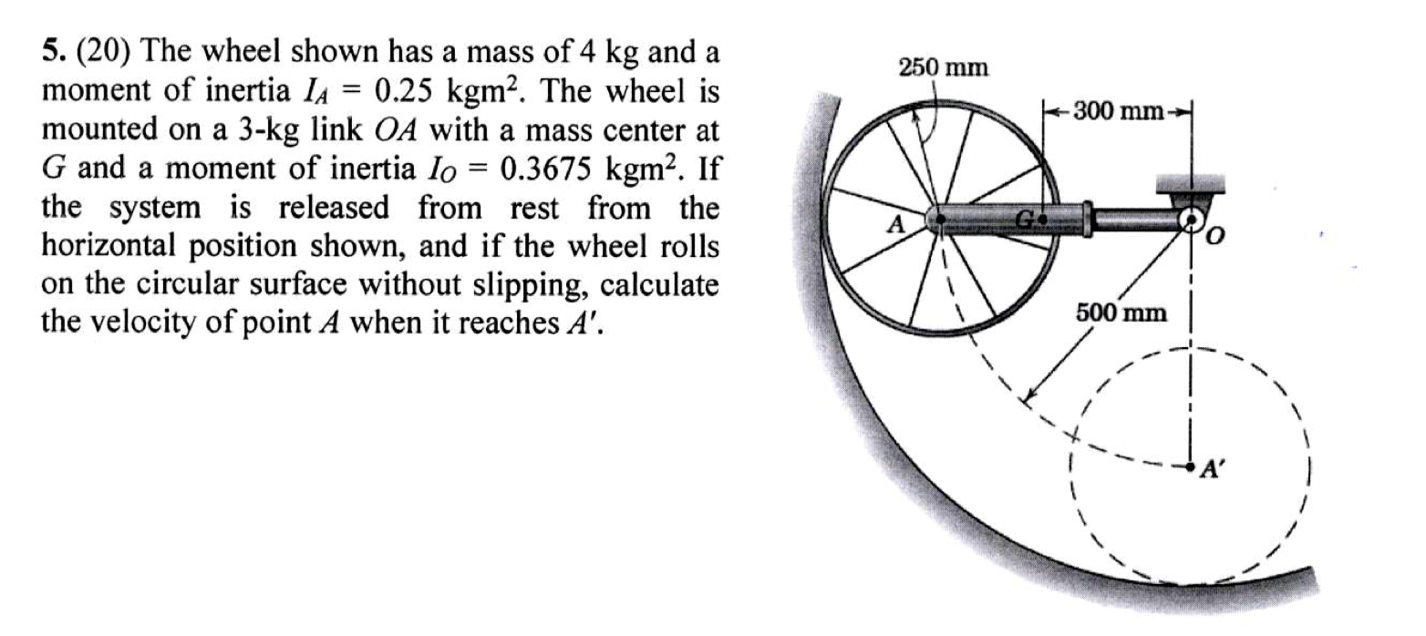 Solved 5. (20) The wheel shown has a mass of 4 kg and a | Chegg.com