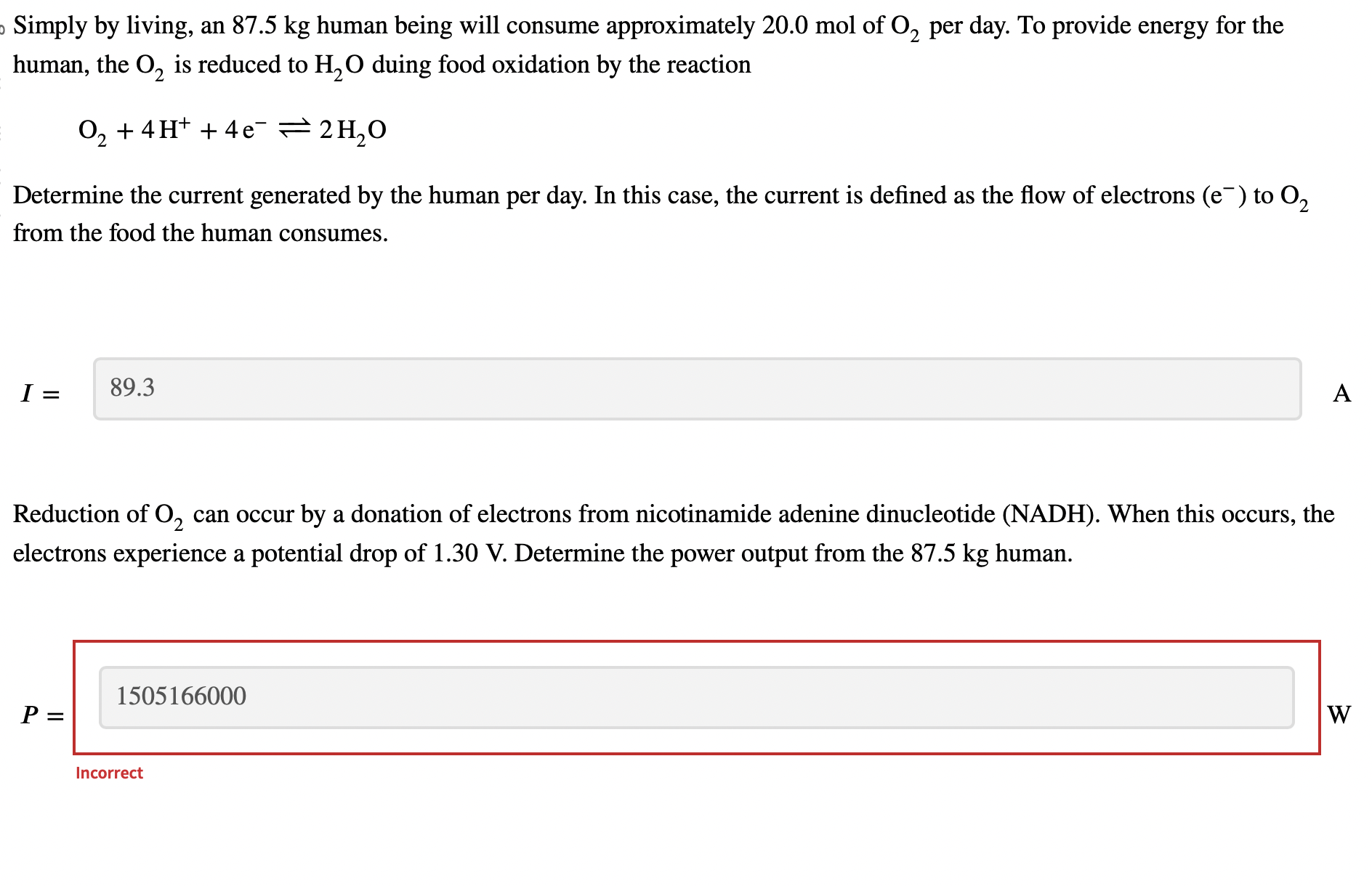 Solved Simply by living, an 87.5 kg human being will consume | Chegg.com