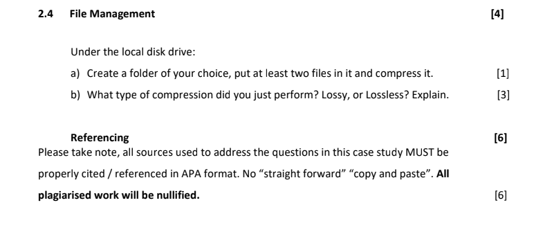 Solved 2.4 File Management [4] Under the local disk drive: | Chegg.com