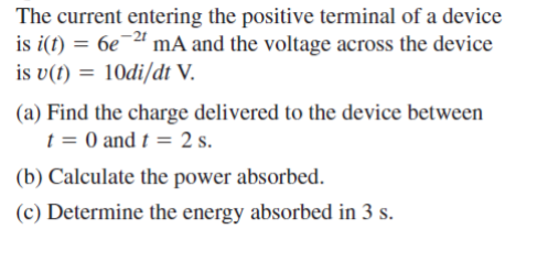 Solved The current entering the positive terminal of a | Chegg.com