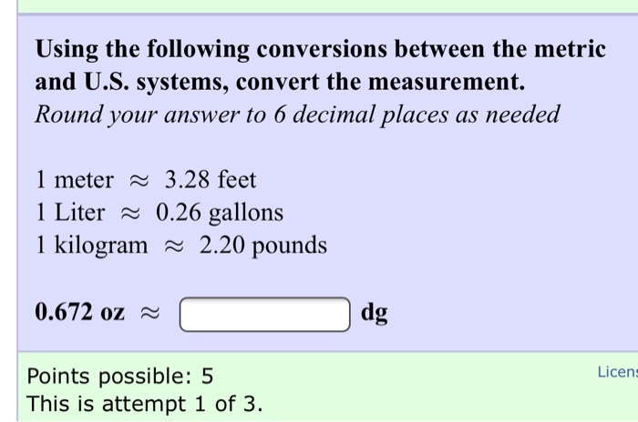 Solved Using the following conversions between the metric | Chegg.com