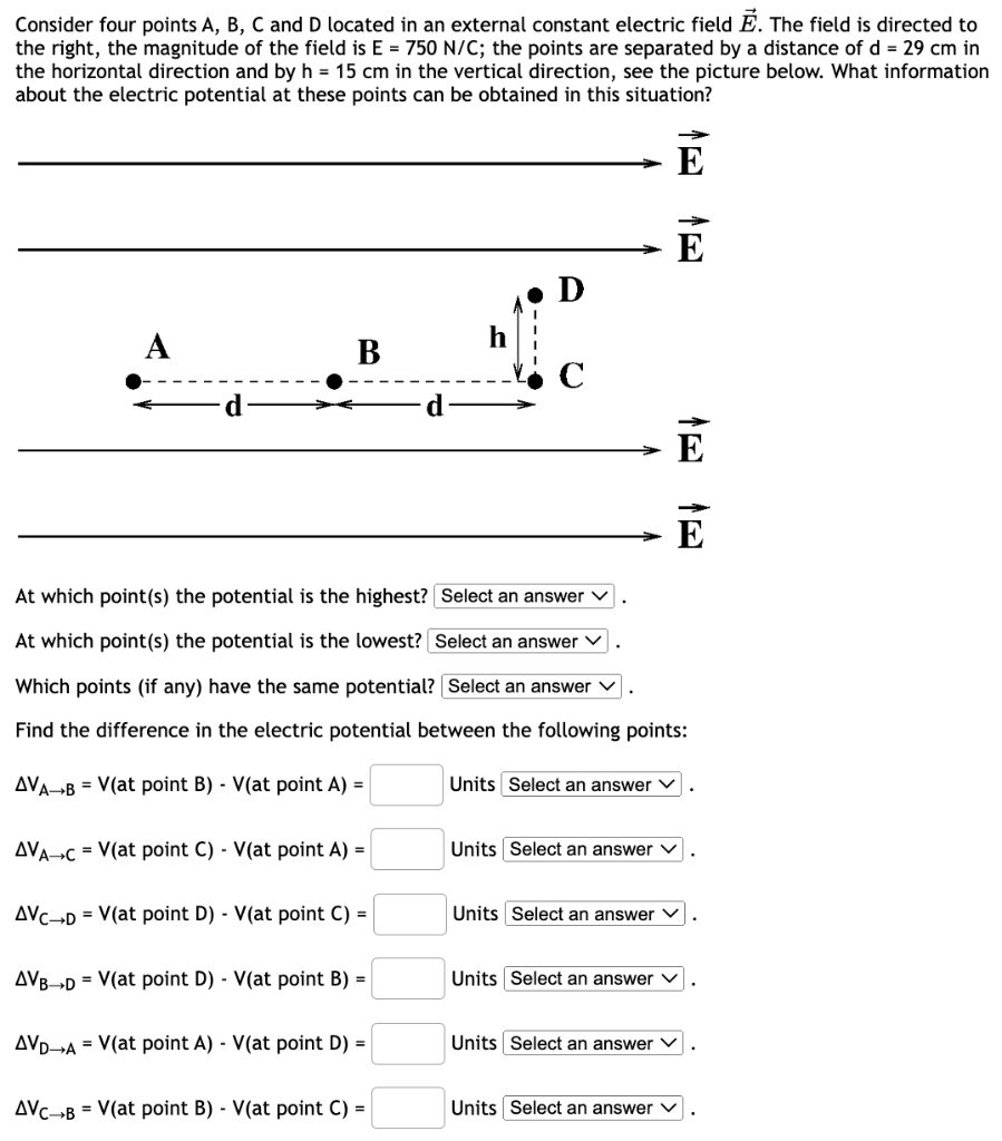 Solved Consider four points A, B, C and D located in an | Chegg.com