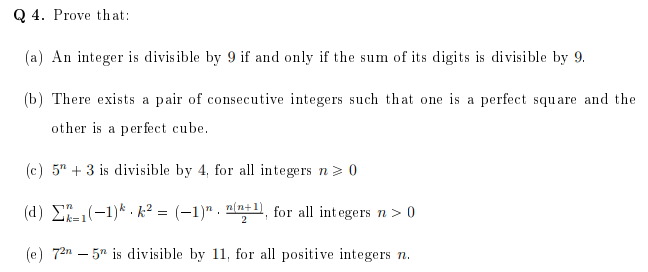 Solved Q 4. Prove that: (a) An integer is divisible by 9 if | Chegg.com