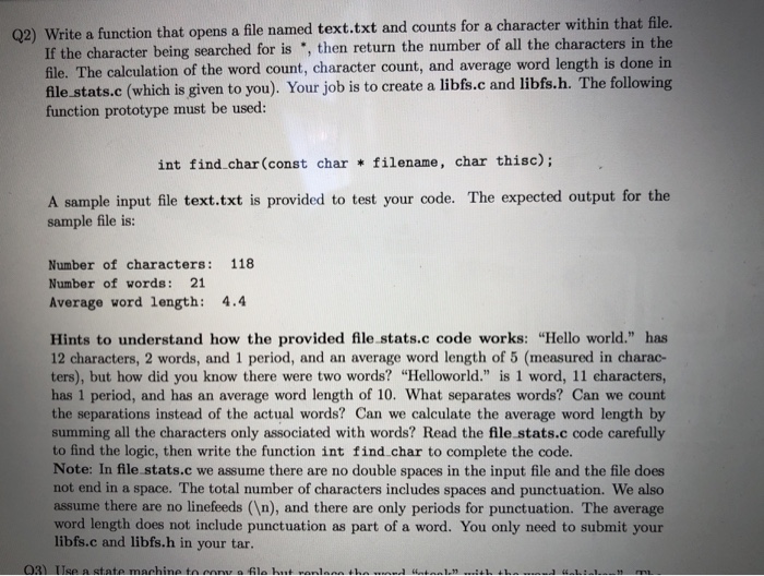 Solved Q2) Write a function that opens a file named text.txt | Chegg.com