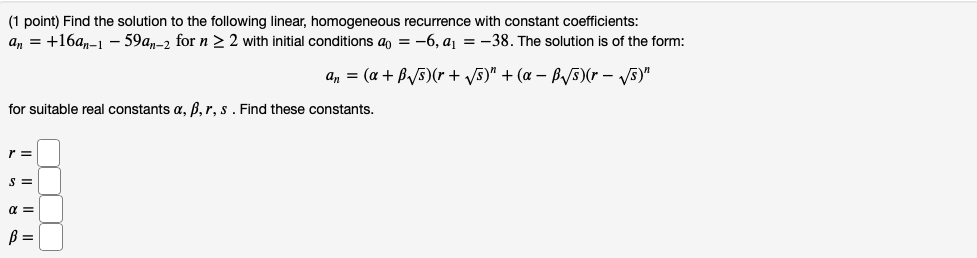 Solved (1 point) Find the solution to the following linear, | Chegg.com