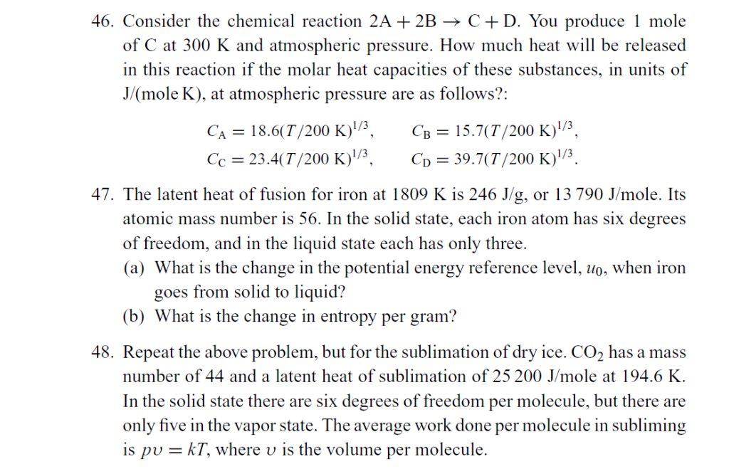 Solved 46. Consider the chemical reaction 2A + 2B → C+ D. | Chegg.com