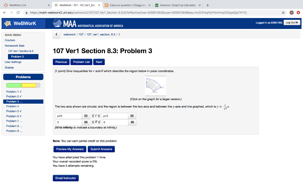 Solved WebWork Link 长WeBWorK : 107 : 107,Verl-Sec G Calculus | Chegg.com