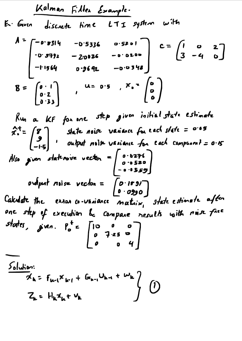 Solved Kalman Filtex Example K Guen Discrete Time Lti