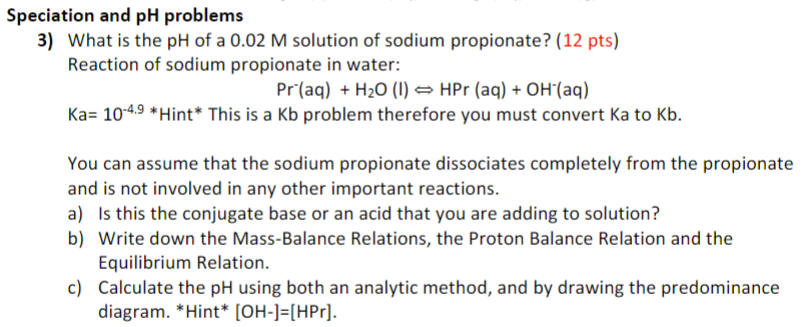 Solved Speciation and pH problems\\nWhat is the pH of a | Chegg.com
