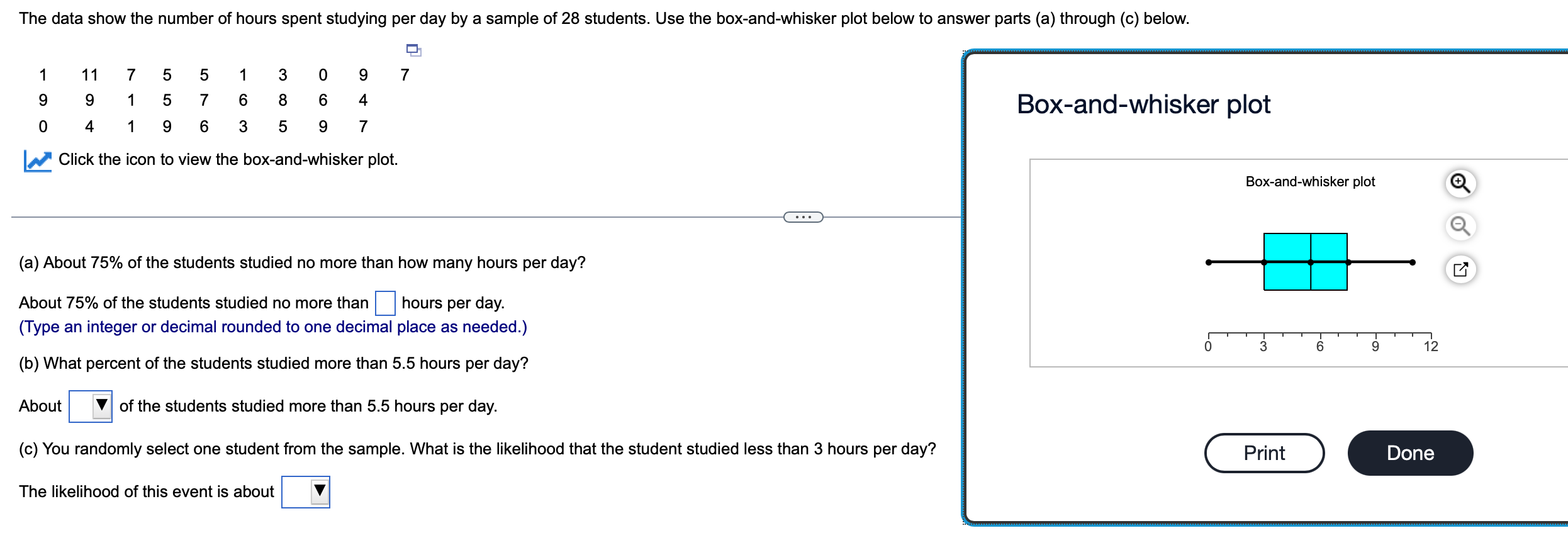 Solved The data show the number of hours spent studying per | Chegg.com
