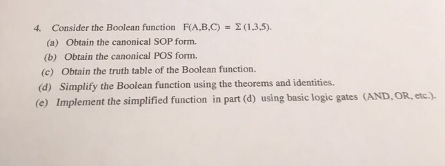 Solved Consider the Boolean function F(A, B, C) = sigma (1, | Chegg.com