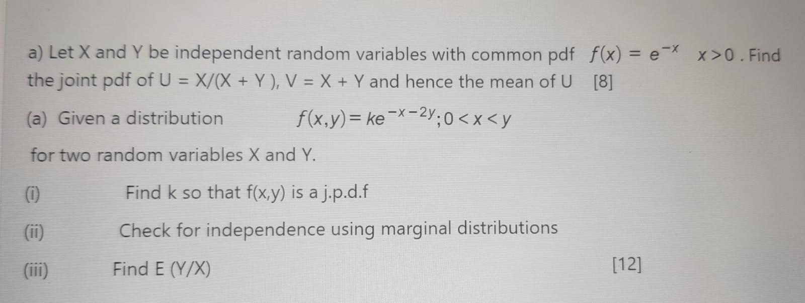 Solved a) Let X and Y be independent random variables with | Chegg.com