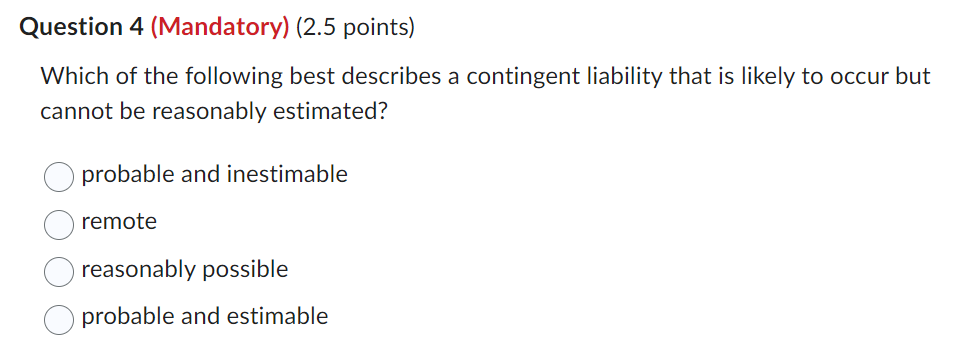 Solved Question 4 (Mandatory) (2.5 ﻿points)Which of the | Chegg.com