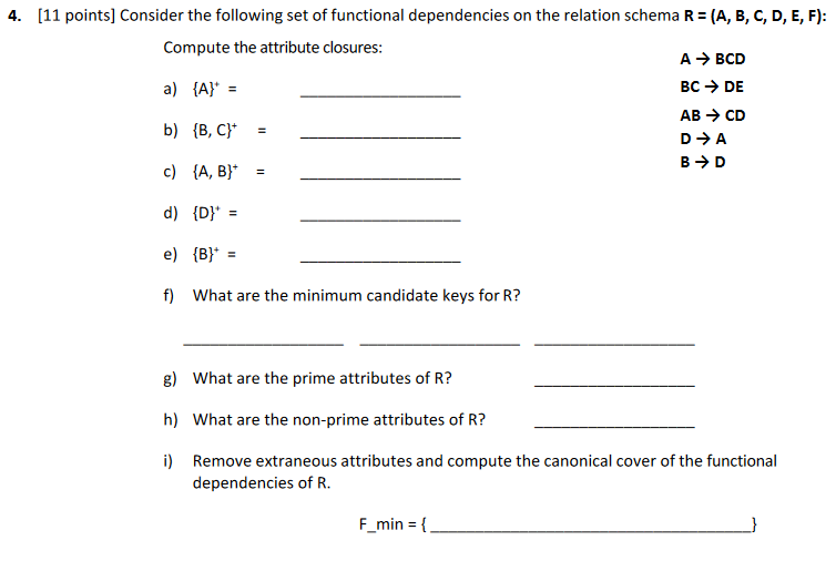 Solved 4. [11 points] Consider the following set of | Chegg.com