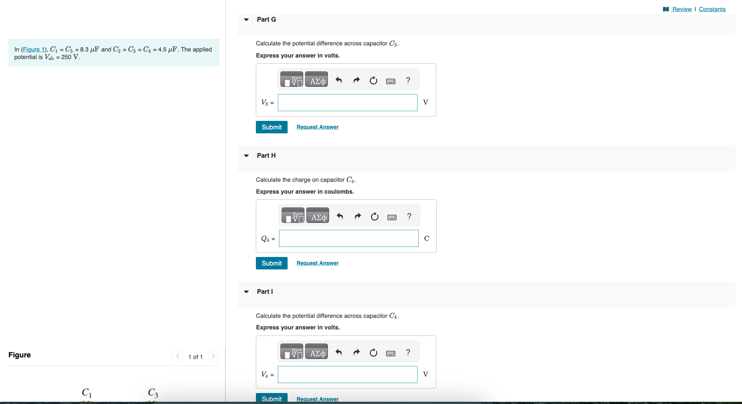 Solved In (Figure 1),C1=C5=8.3μF and C2=C3=C4=4.5μF. The | Chegg.com