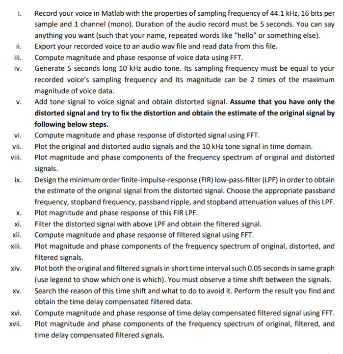 Solved i. iii. iv. vi. vii. viii. Record your voice in | Chegg.com