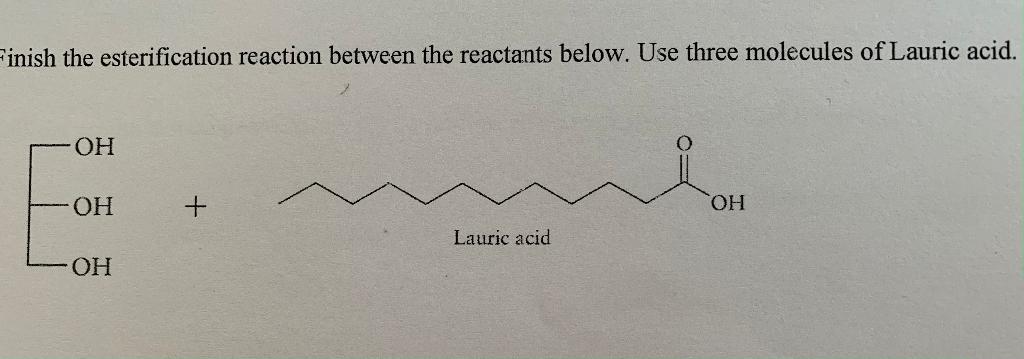 Solved Finish the esterification reaction between the | Chegg.com