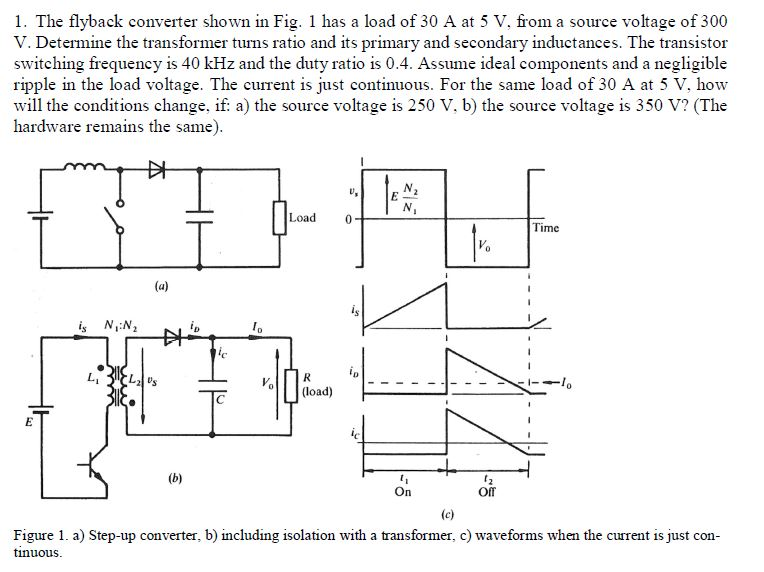 1. The flyback converter shown in Fig. 1 has a load | Chegg.com