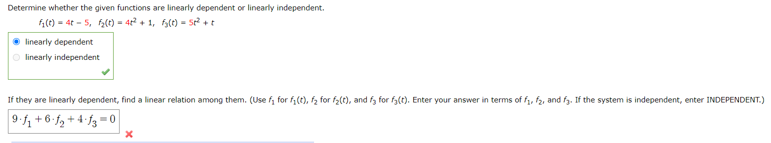 Solved Determine whether the given functions are linearly | Chegg.com