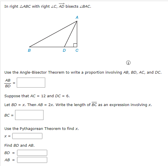 Solved In right AABC with right ZC, AD bisects | Chegg.com