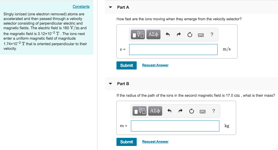 Solved Constants Part A Singly ionized (one electron | Chegg.com