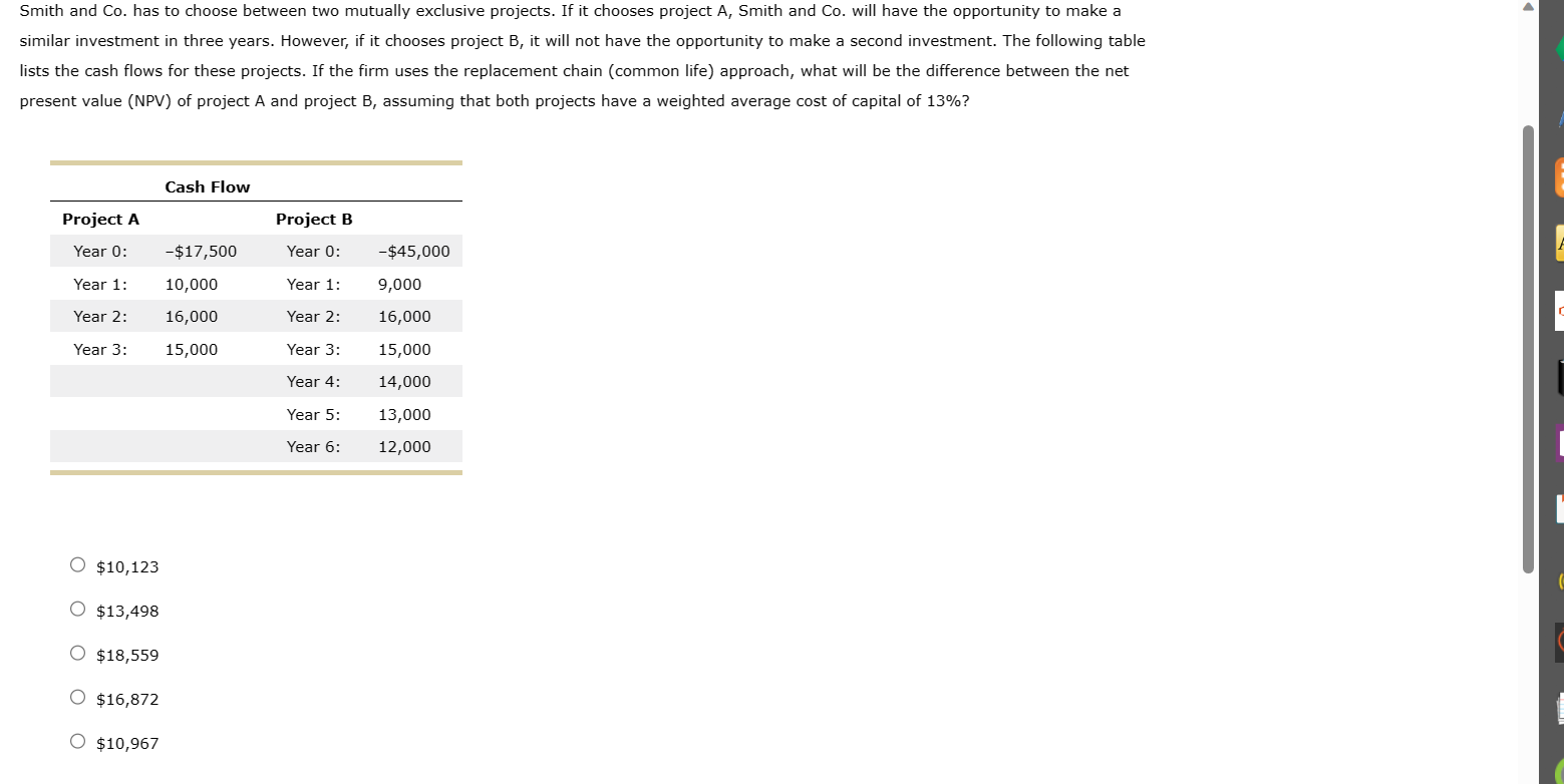 Solved Smith and Co. has to choose between two mutually | Chegg.com