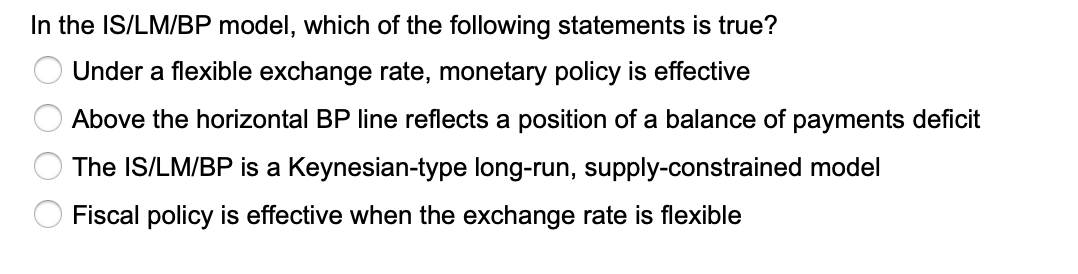 Solved In the IS/LM/BP model, which of the following | Chegg.com