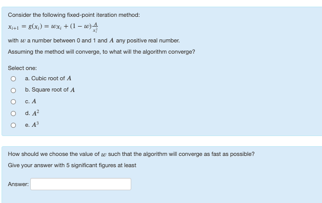 Solved Consider the following fixed-point iteration method: | Chegg.com