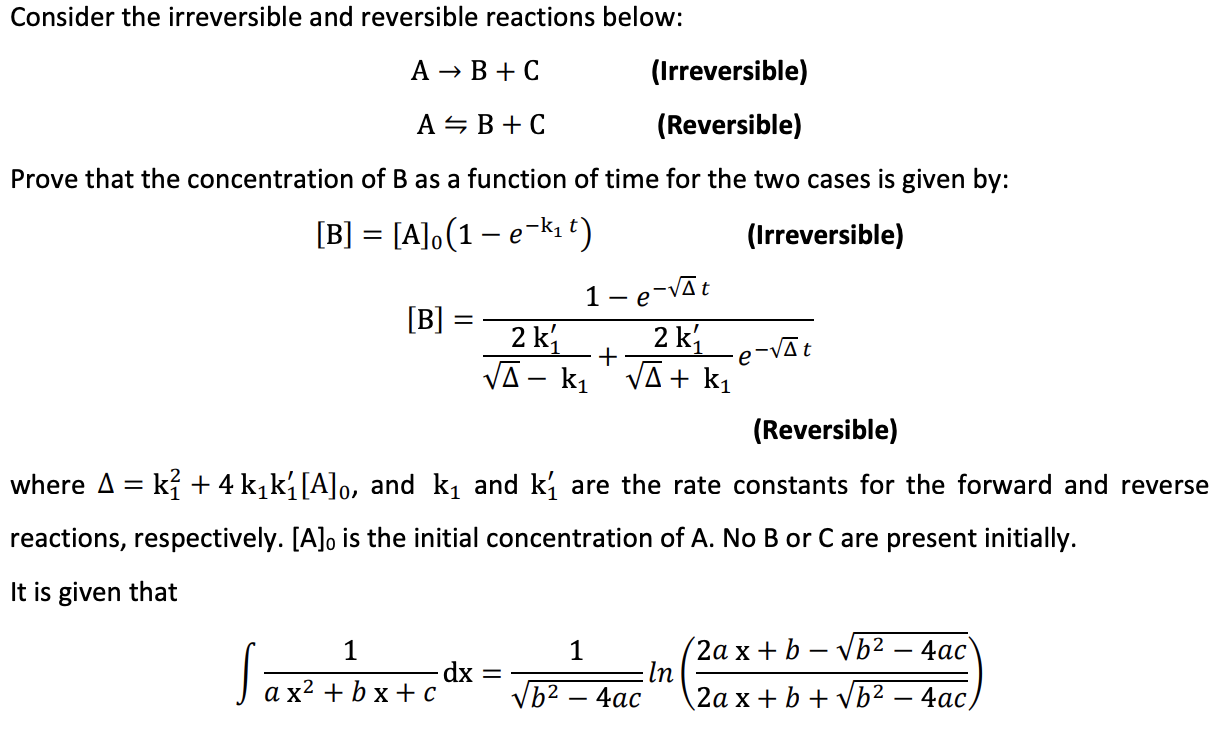 Solved Consider the irreversible and reversible reactions | Chegg.com