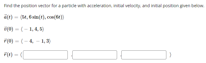 Solved Find the position vector for a particle with | Chegg.com