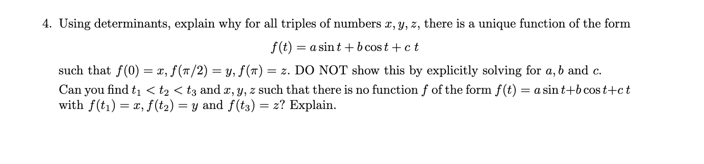 Solved Using determinants, explain why for all triples of | Chegg.com