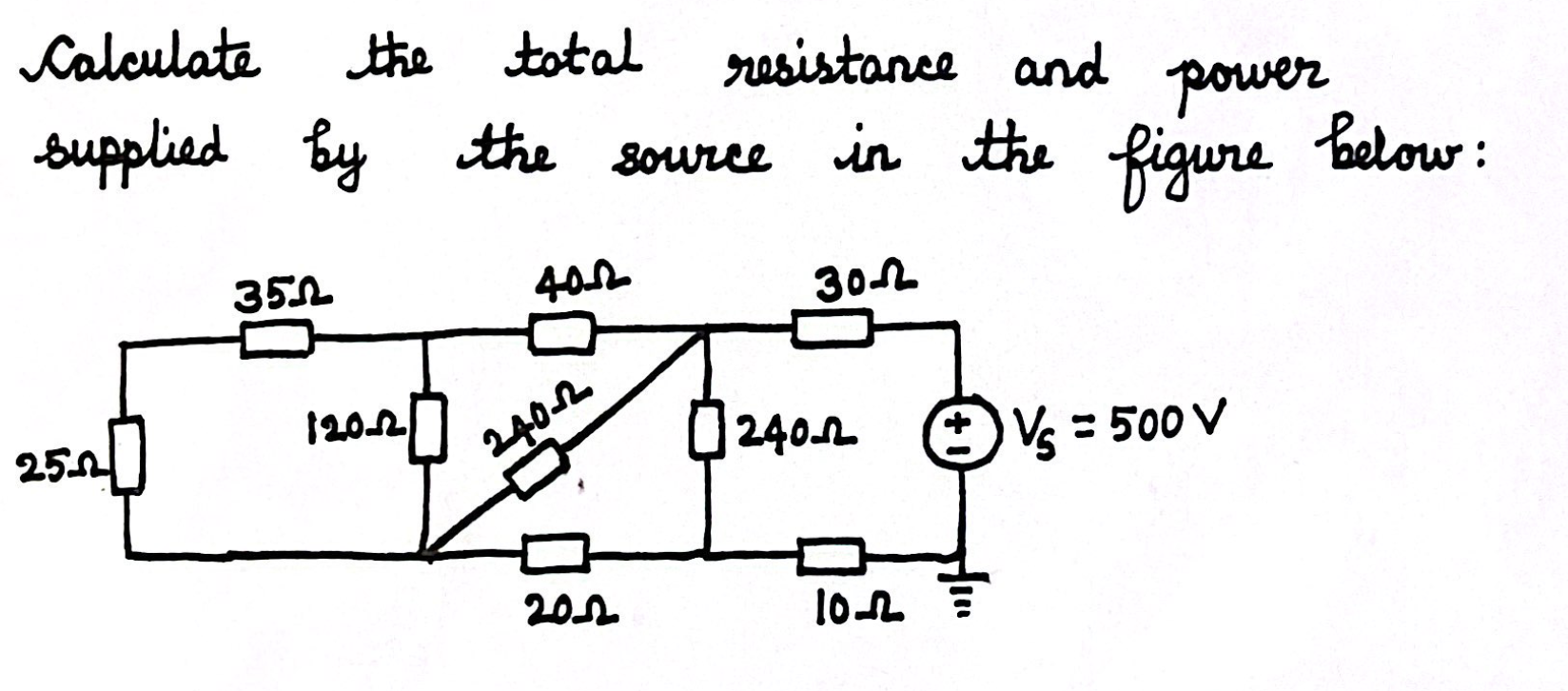 Solved Calculate the total resistance and powersupplied by | Chegg.com
