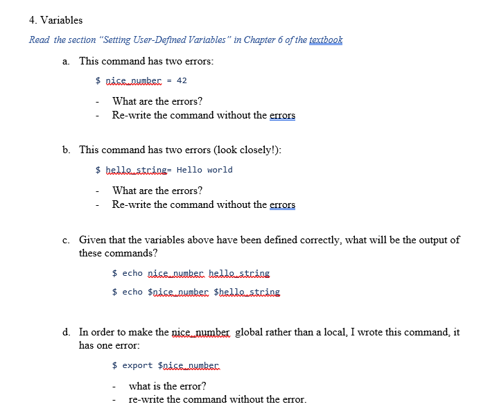 Solved ariables the section "Setting User-Defined Variables" | Chegg.com
