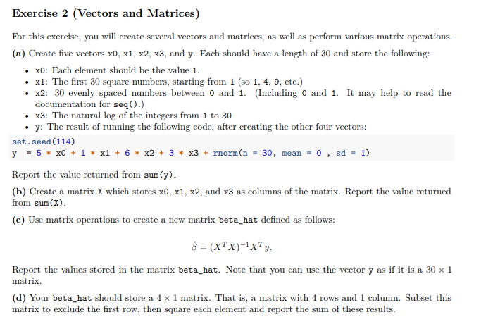 Solved (e) Create a new variable y_hat which stores the | Chegg.com