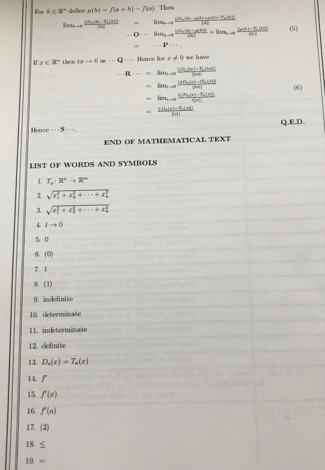 Solved In the following mathematical text some words and | Chegg.com