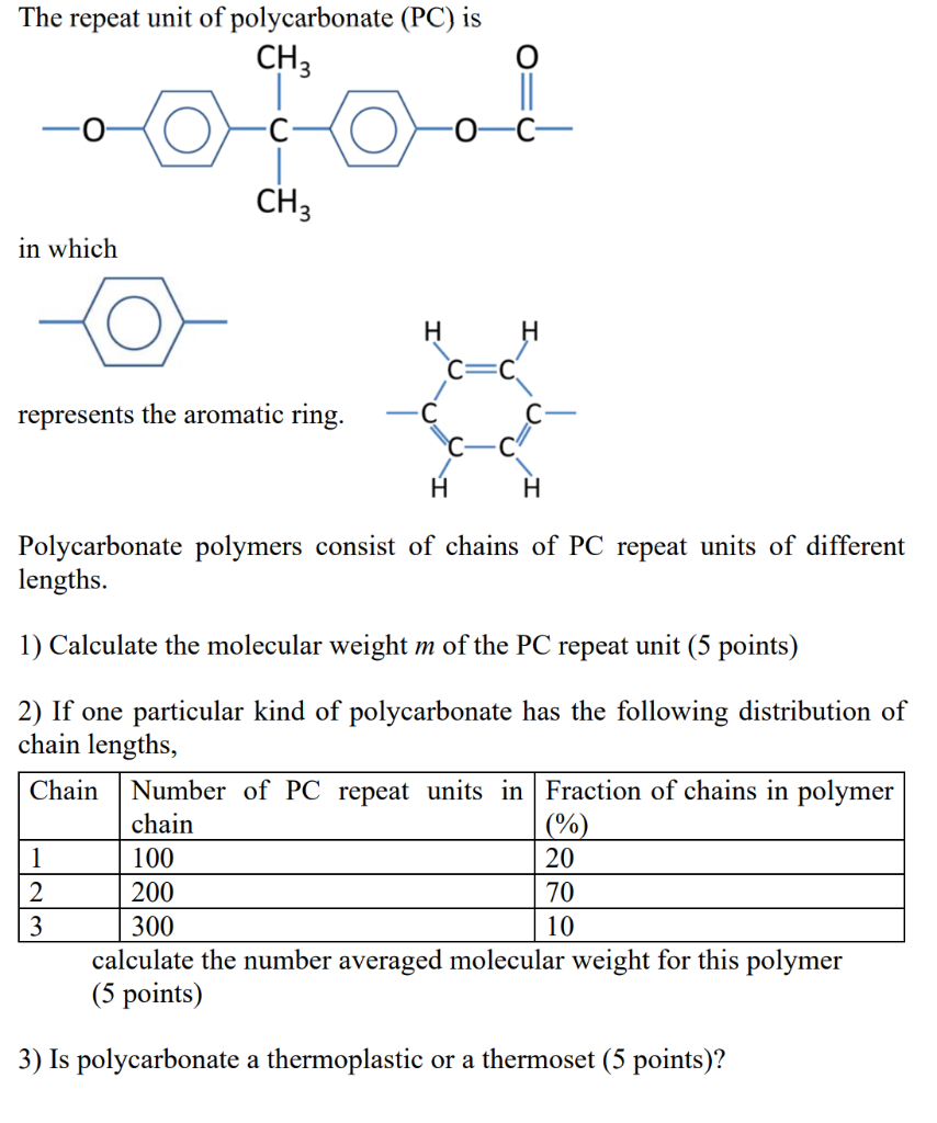 Solved Polymers and metals. Polycarbonate polymers consist | Chegg.com