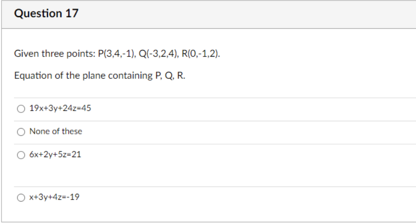 Solved Given three points: P(3,4,−1),Q(−3,2,4),R(0,−1,2). | Chegg.com
